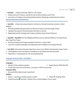 HsinHan Chen CV linkedin | PDF