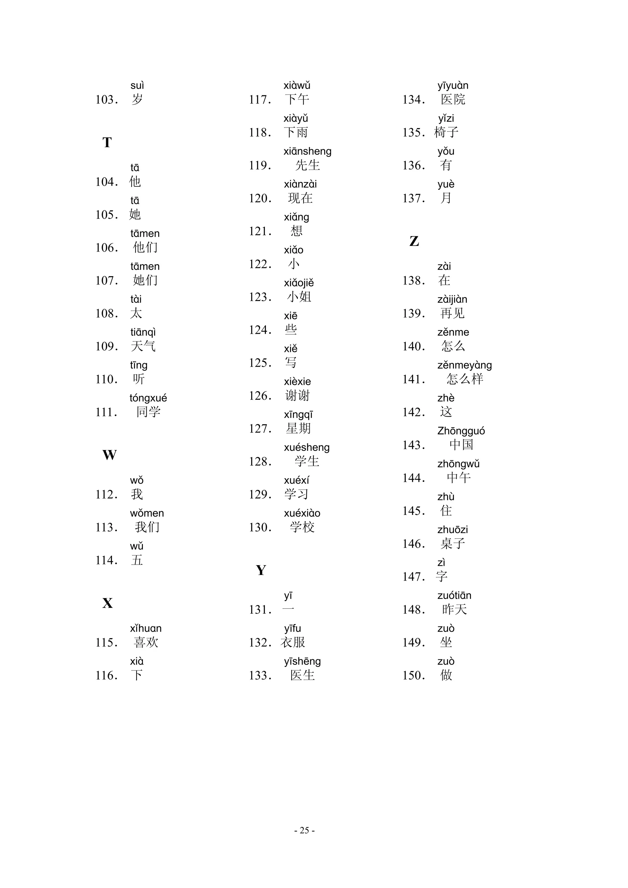 Hsk Vocabulary list Level 1 | PDF