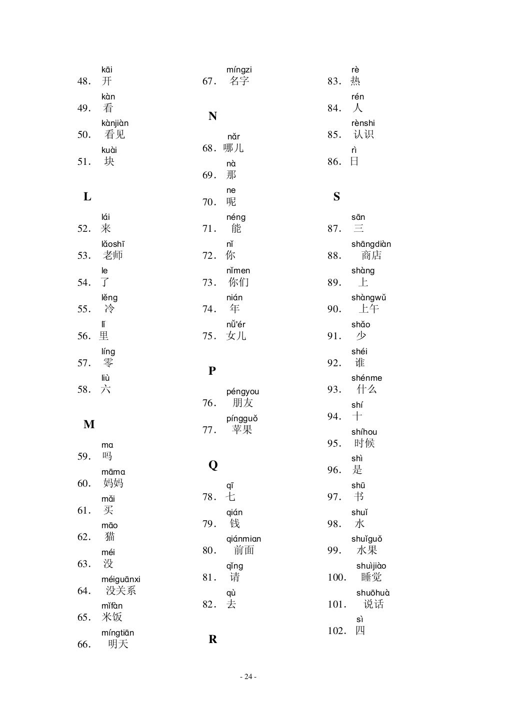 Hsk Vocabulary List Level 1 Hsk Vocabulary List Level 1