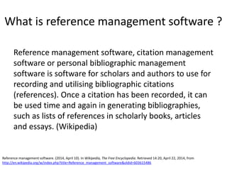 Using Reference Management Tools: EndNote and Zotero | PDF