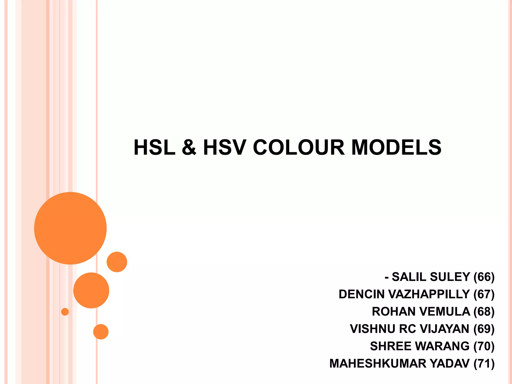 HSL & HSV colour models | PPTX