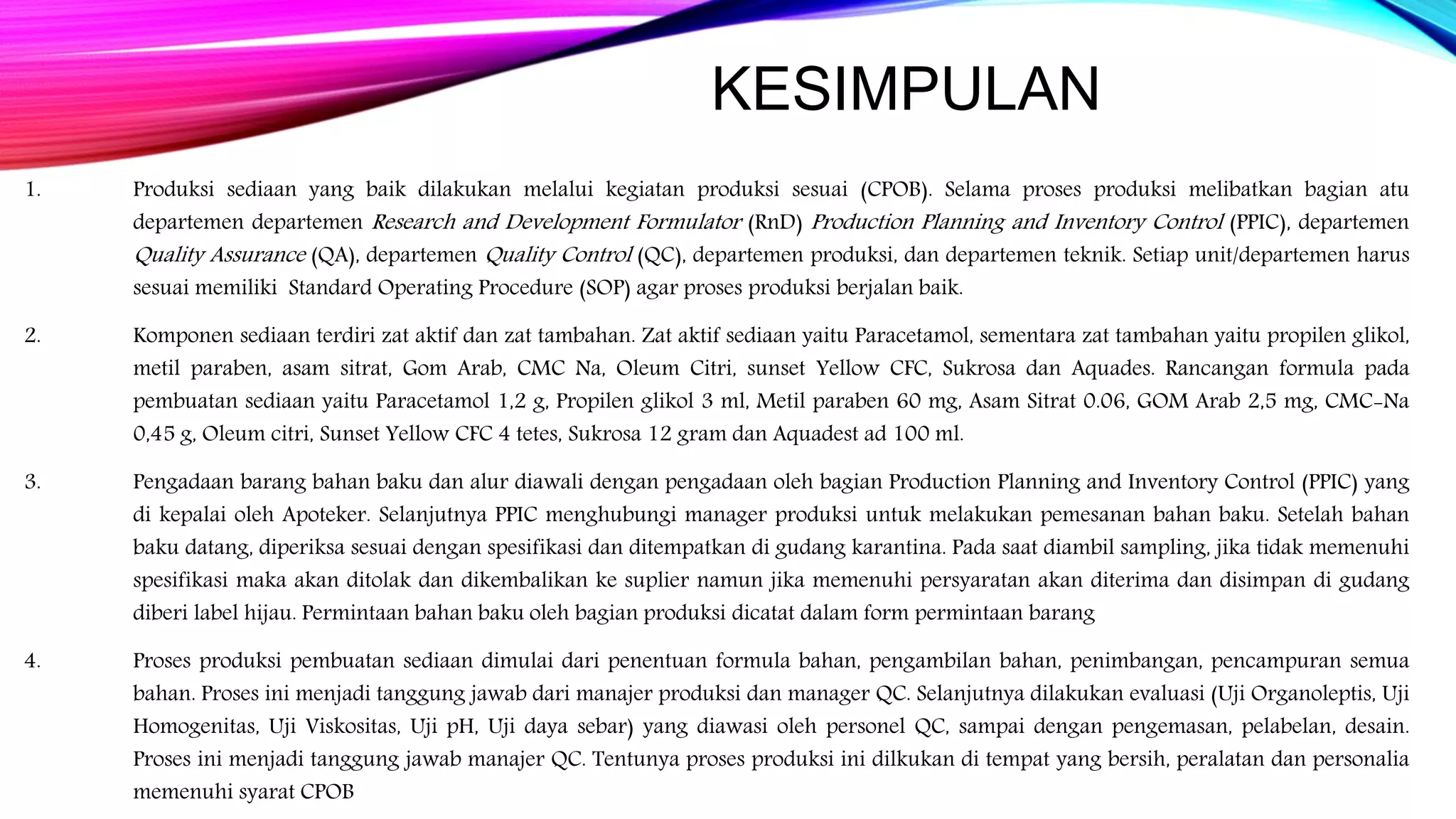 Produksi Sediaan suspensi paracetamol yang baik | PPTX