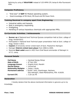 Harshad Mirkar CV | DOC