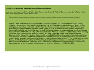 Hedrick Smith: Who Stole the American Dream? | PPT