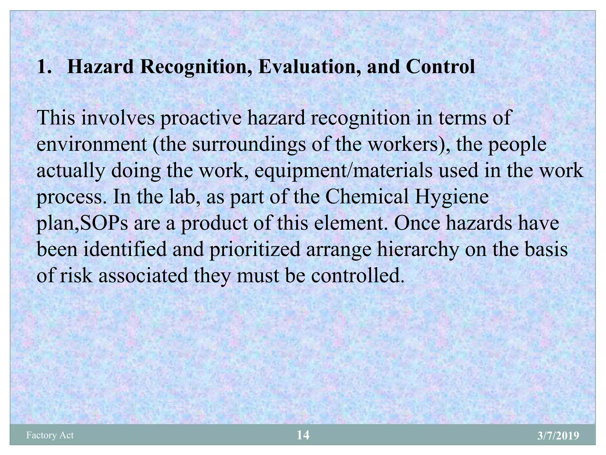 factory act 1948 ,element of safety management and program | PPTX