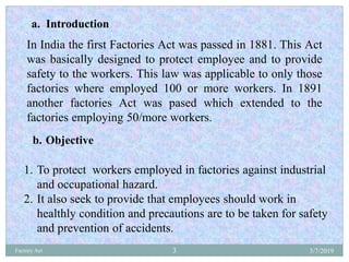 factory act 1948 ,element of safety management and program | PPTX