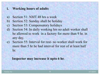 factory act 1948 ,element of safety management and program | PPTX