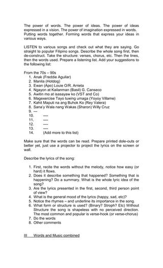 Hs music song writing curriculum | PDF