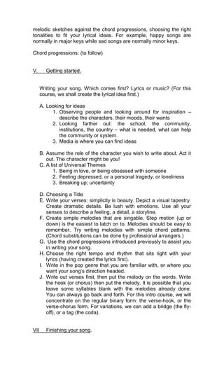 Hs music song writing curriculum | PDF