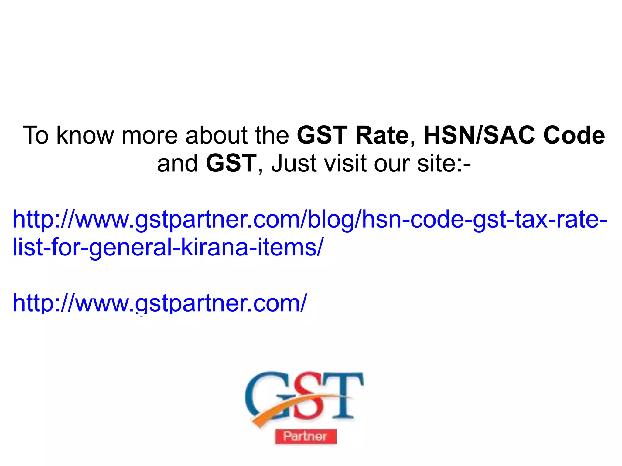 HSN Code & GST Tax Rate List for General Store and Kirana Items | PPTX
