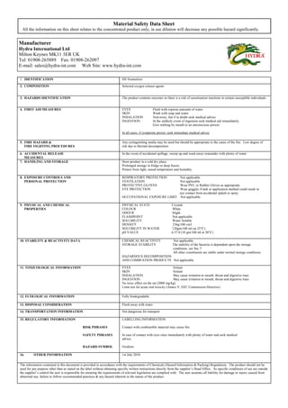 Hydra HS Neutraliser Removes Bad Septic Odors | PDF