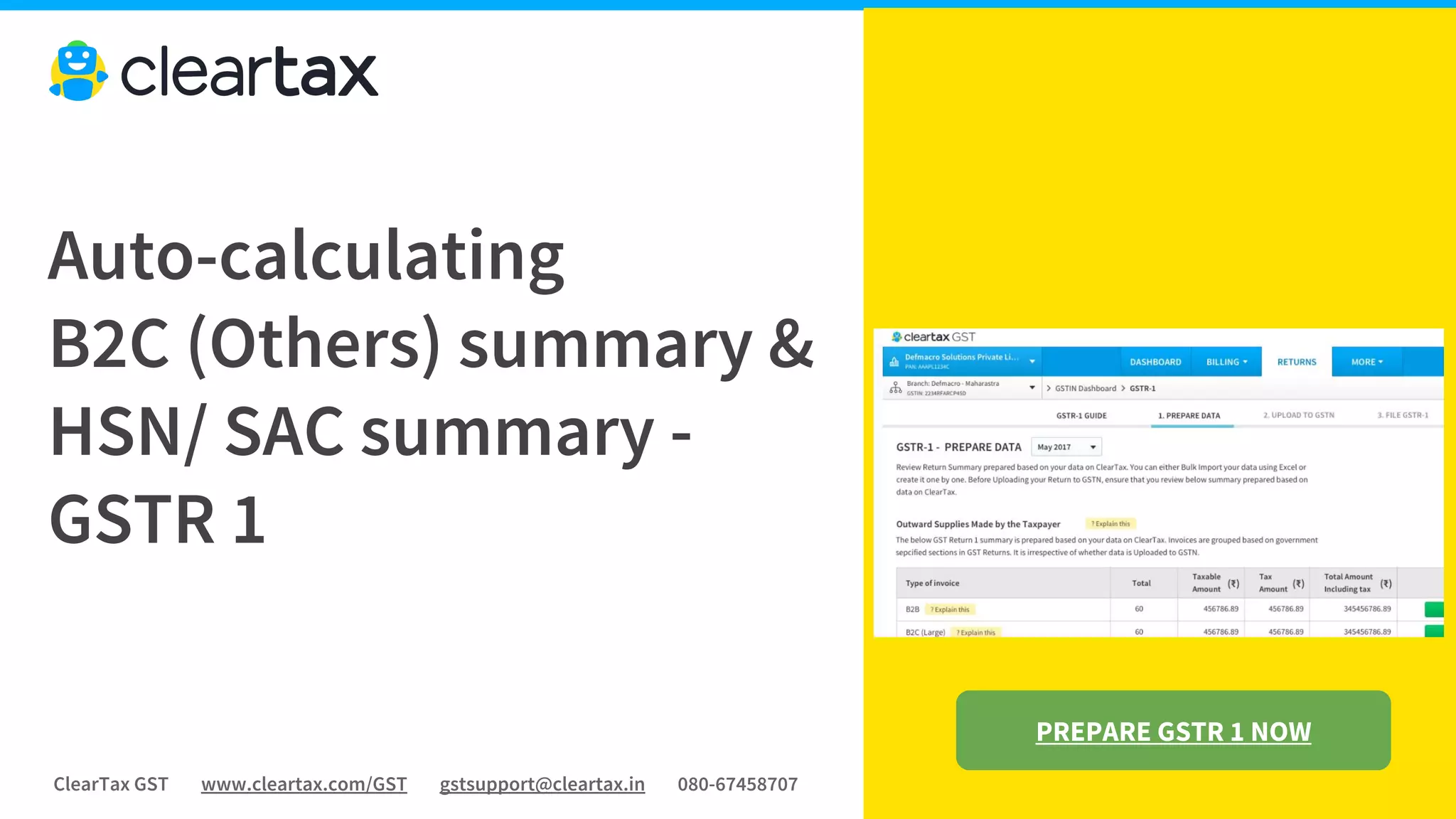 HSN Summary and B2C (others) Summary for GSTR 1 - ClearTax | PDF