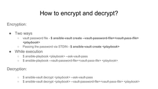 Ansible vault - Introductory session | PPTX
