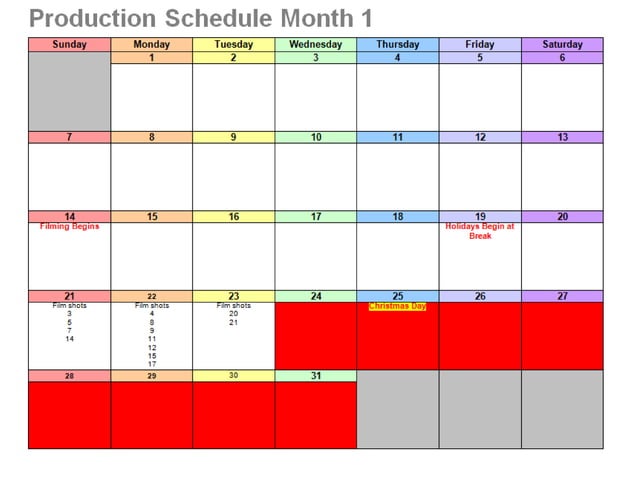 Production Schedule | PPTX | Video Production | Content Production