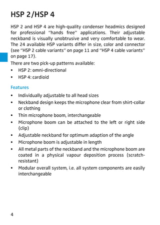 Sennheiser HSP 2-EW Headset oni-directional microphone | PDF