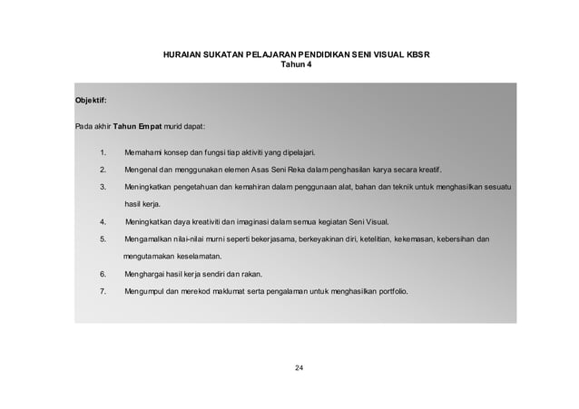 huraian sukatan pelajaran psv Y4 | PDF