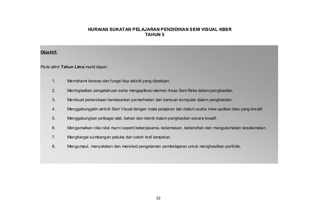 huraian sukatan pelajaran psv Y5 | PDF