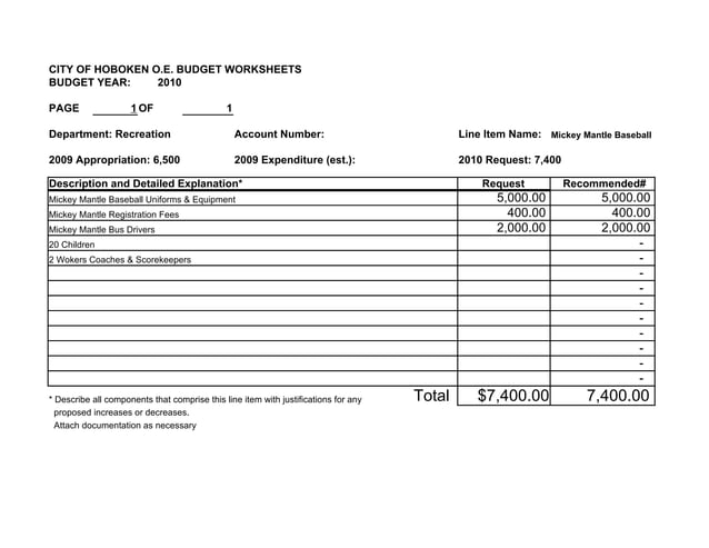 Hs Recreation Appropriation Request | XLS