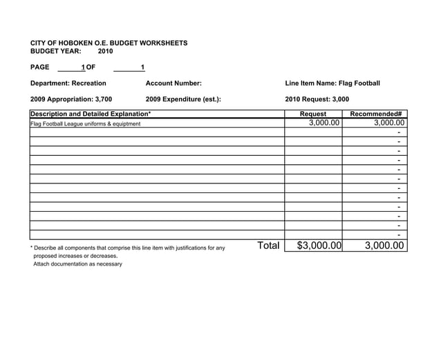 Hs Recreation Appropriation Request | XLS
