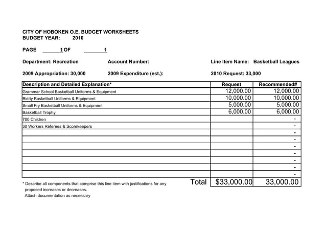 Hs Recreation Appropriation Request | XLS