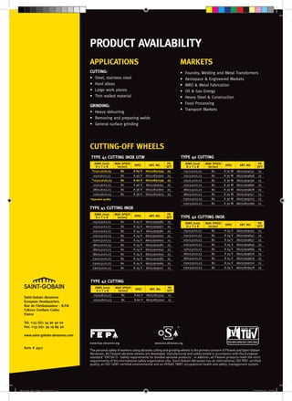 Brochure Flexovit Mega-Line cutting-off wheels | PDF | Manufacturing ...