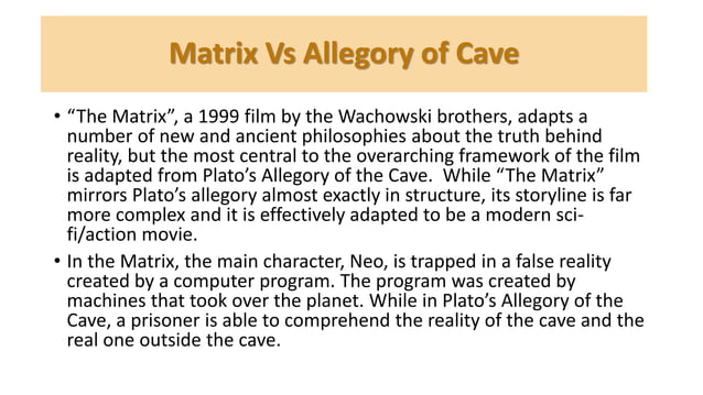 Allegory of the Cave and The Matrix | PPTX