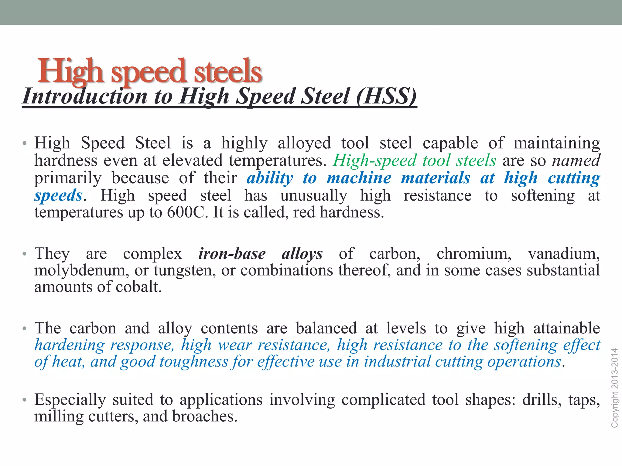 High Speed Steel (HSS) | PDF