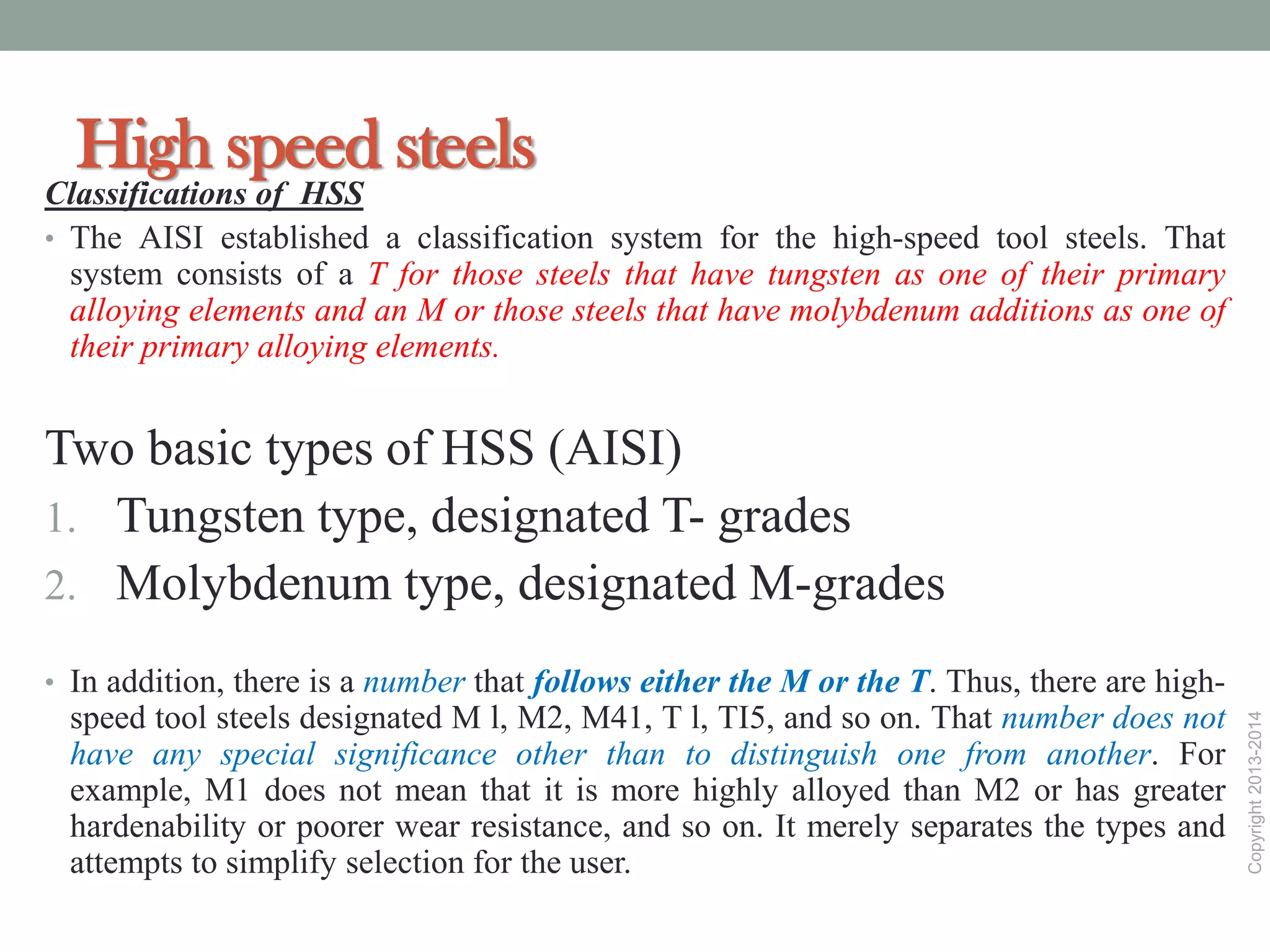 High Speed Steel (HSS) | PDF