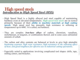 High Speed Steel (HSS) | PDF