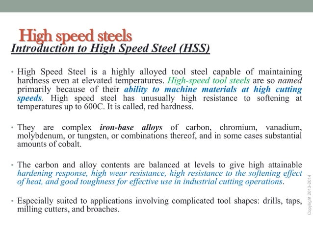 High Speed Steel (HSS) | PDF