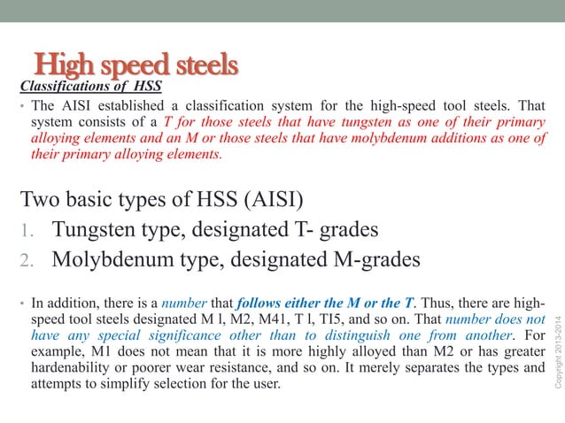 High Speed Steel (HSS) | PDF