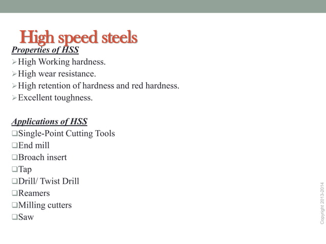 High Speed Steel (HSS) | PPT