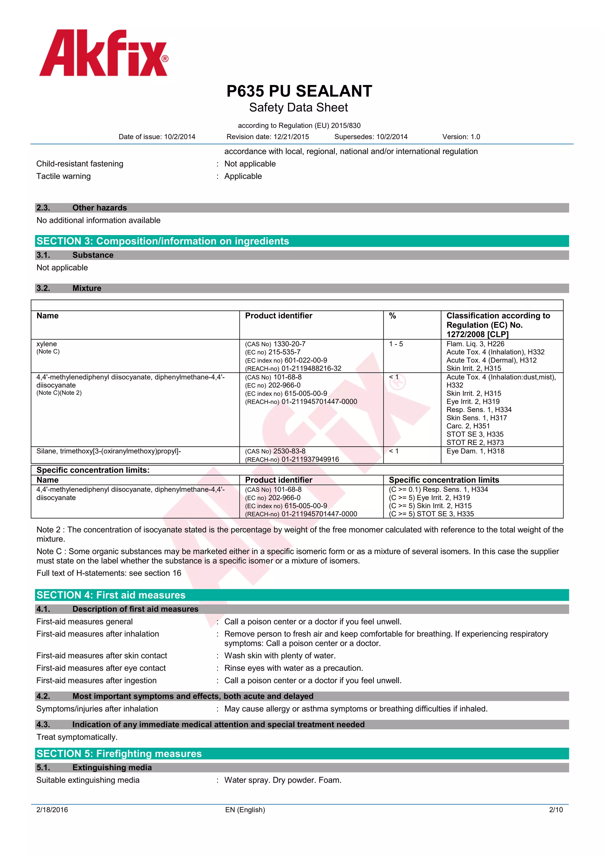 Trám khe polyurethane Akfix P635 | PDF