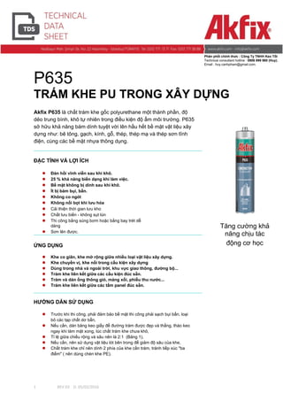 Trám khe polyurethane Akfix P635 | PDF