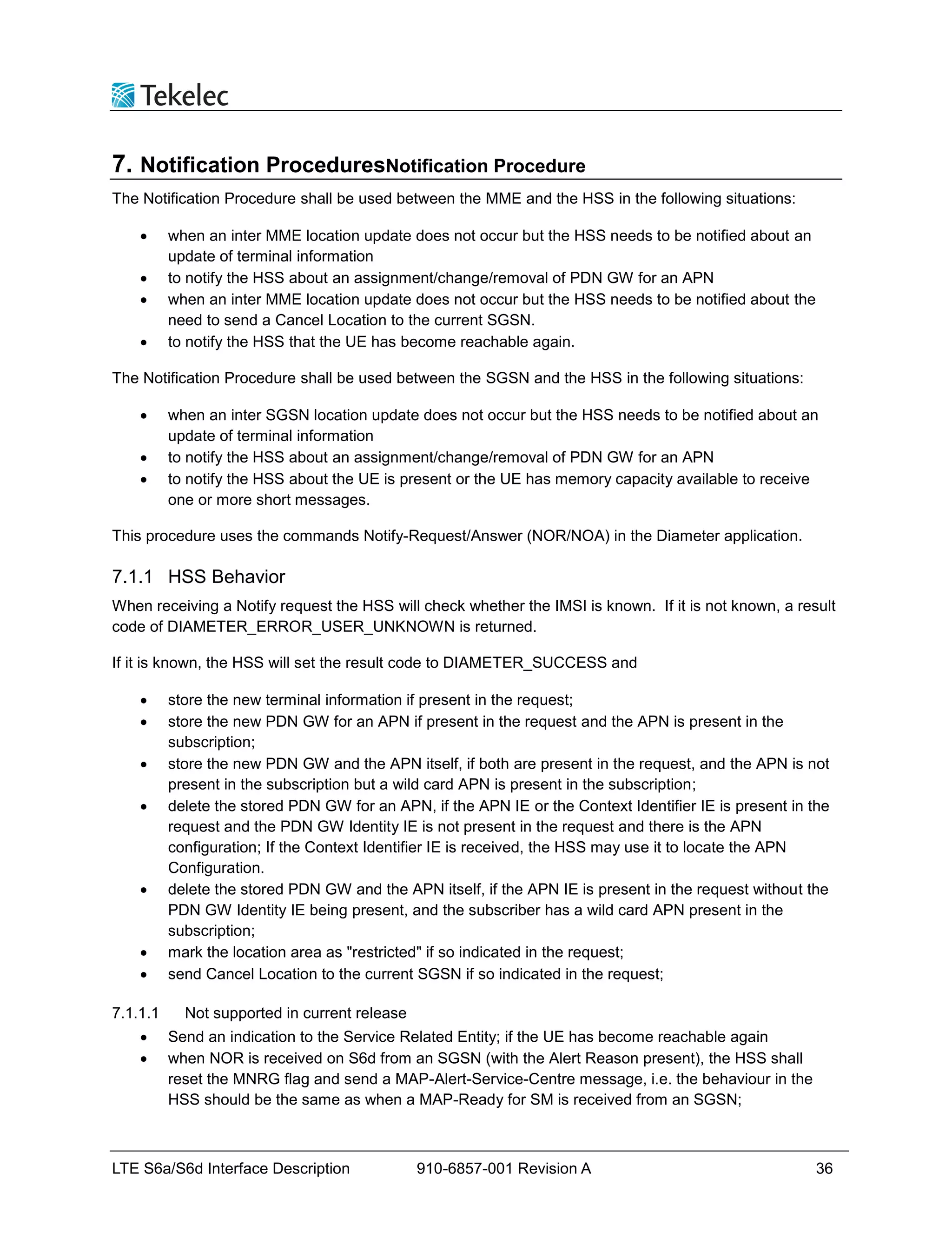 Hss behaviour on s6a interface (tekelec) | PDF