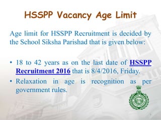 HSSPP Recruitment 2016 - Detailed Notification | PPT