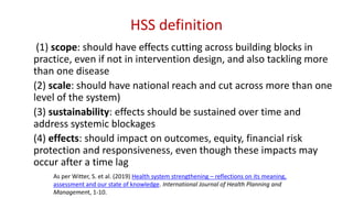 Health system strengthening evidence review – A summary of the 2021 ...