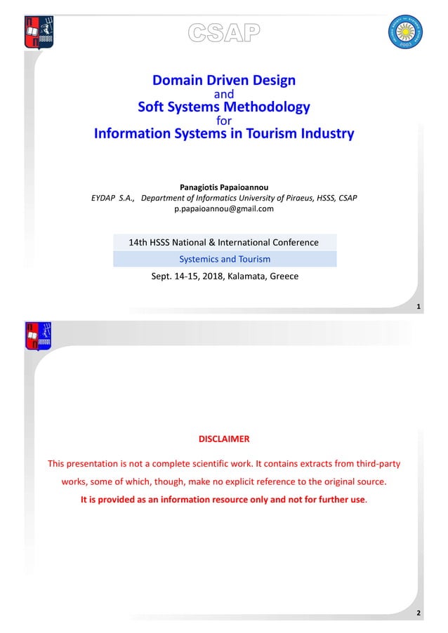 Domain Driven Design and Soft Systems Methodology for Information Systems in Tourism Industry ...