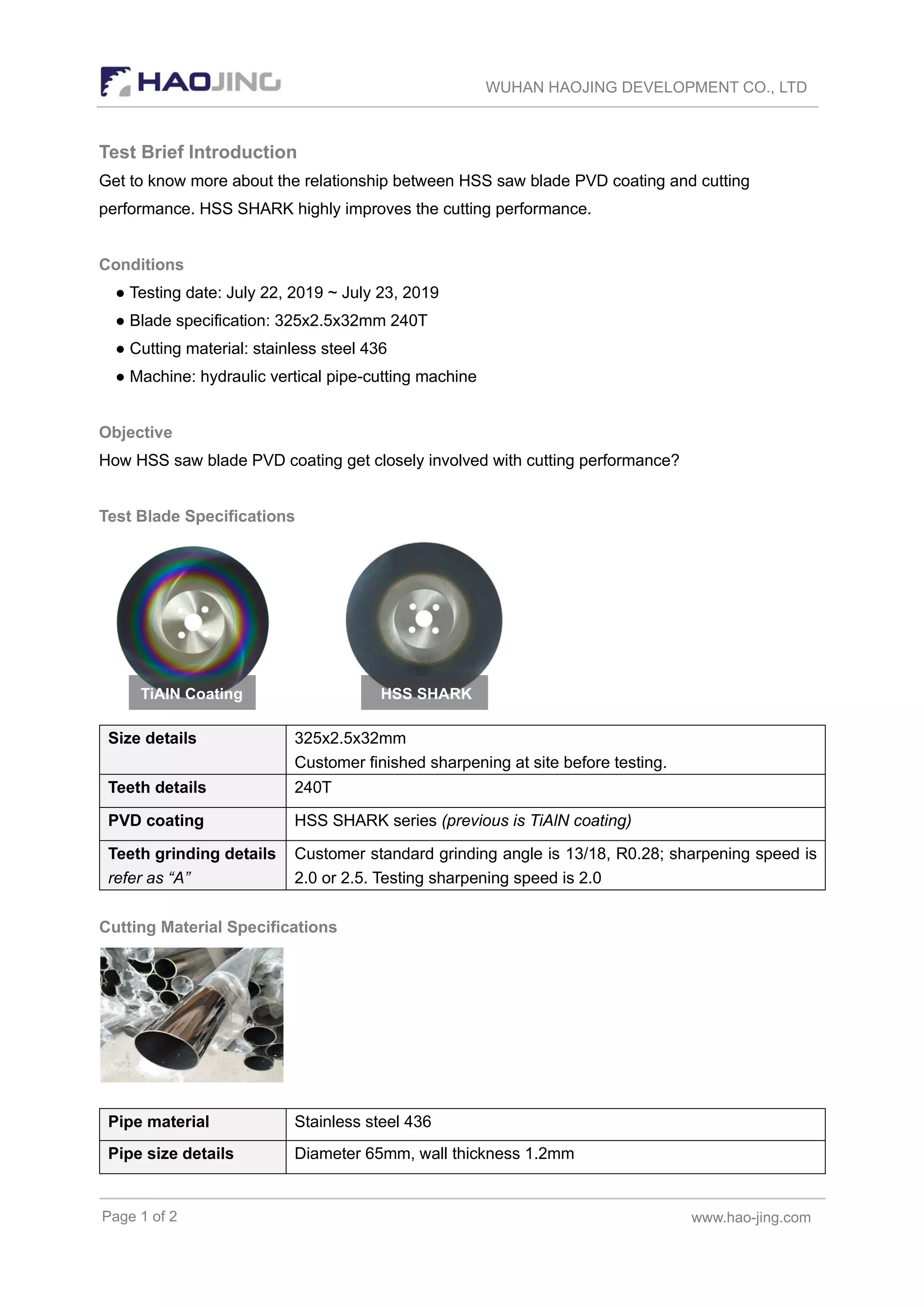 HSS SHARK Coating Test Report | PDF