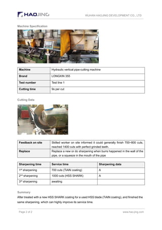 HSS SHARK Coating Test Report | PDF