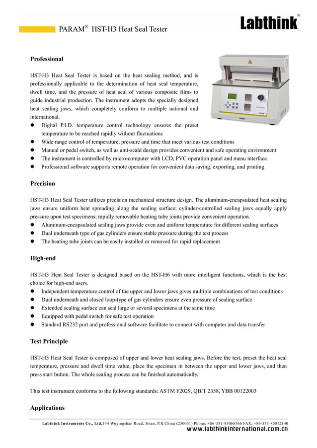 HST H3-Heat-Seal-Tester | PDF