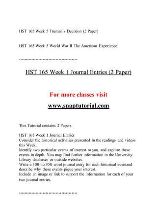 HST 165 Enhance teaching - snaptutorial.com