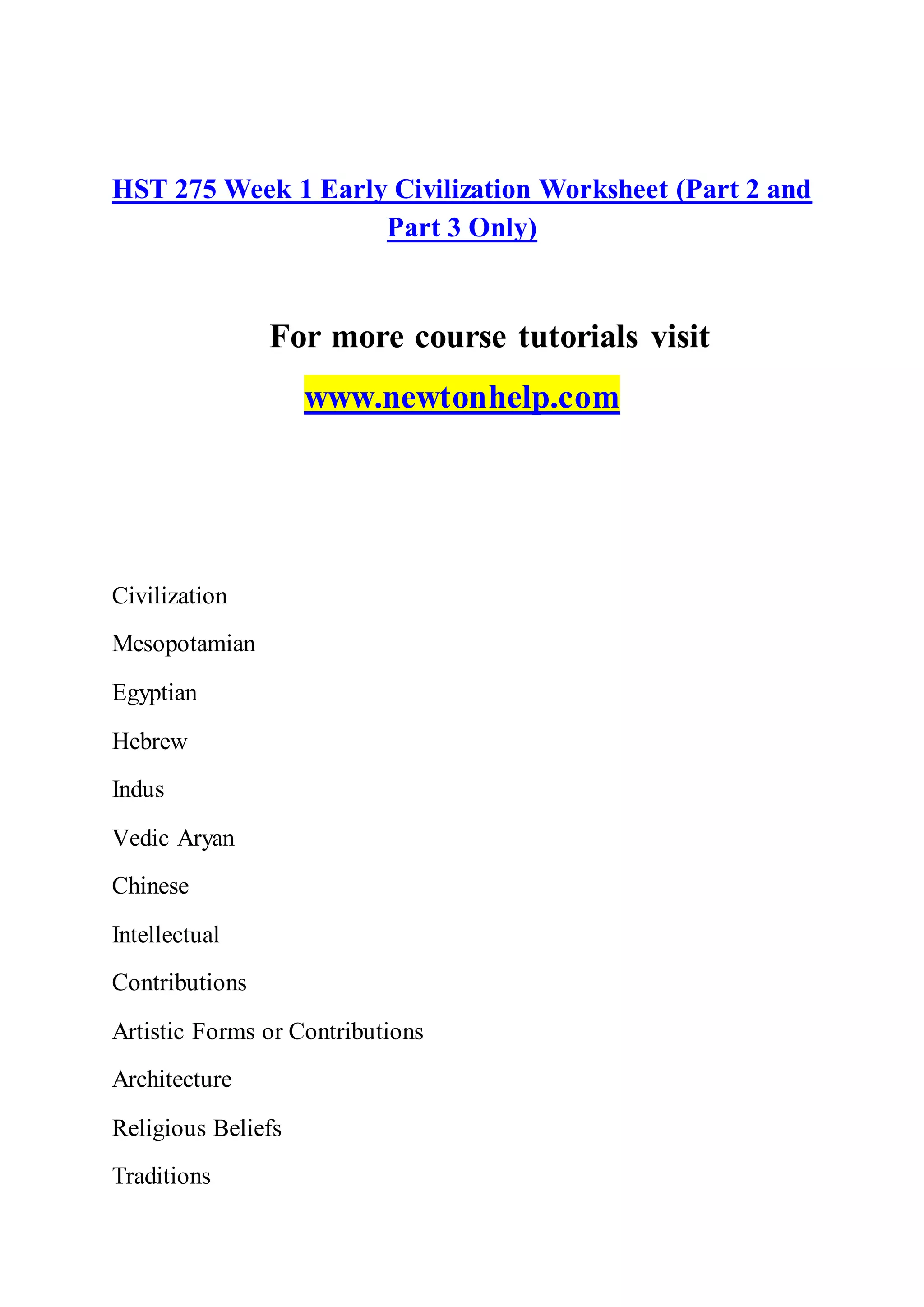 HST 275 Learn/newtonhelp.com