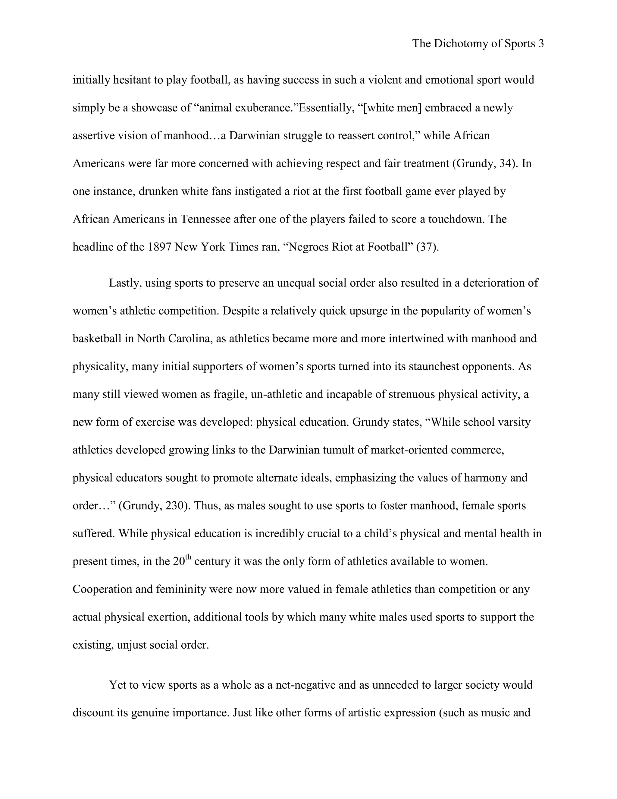 The Dichotomy of Sports | DOCX