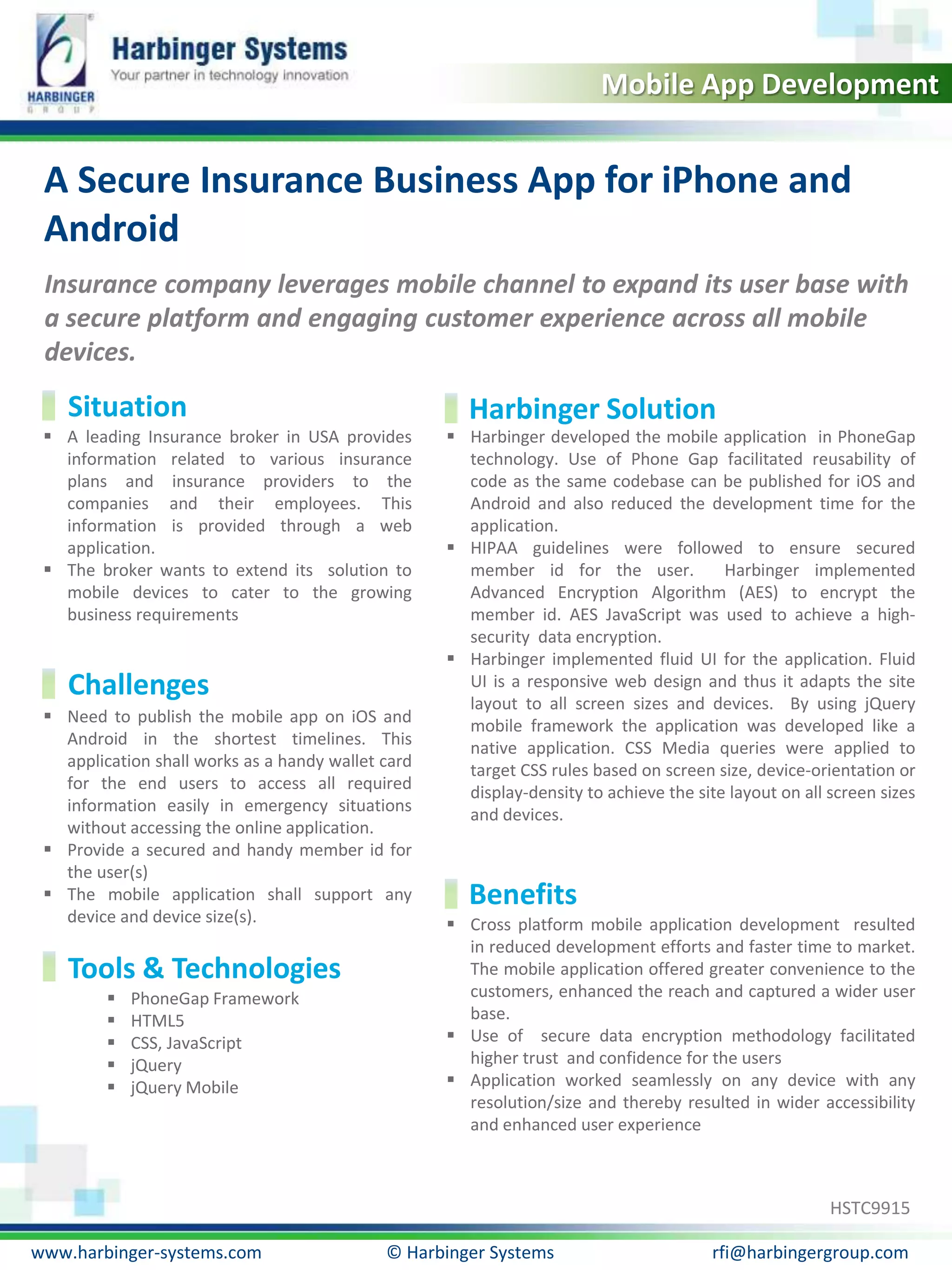 A Secure Insurance Business App for iPhone and Android | PDF