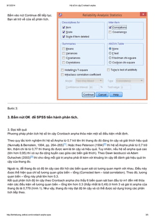 Hệ số tin cậy cronbach anpha | PDF