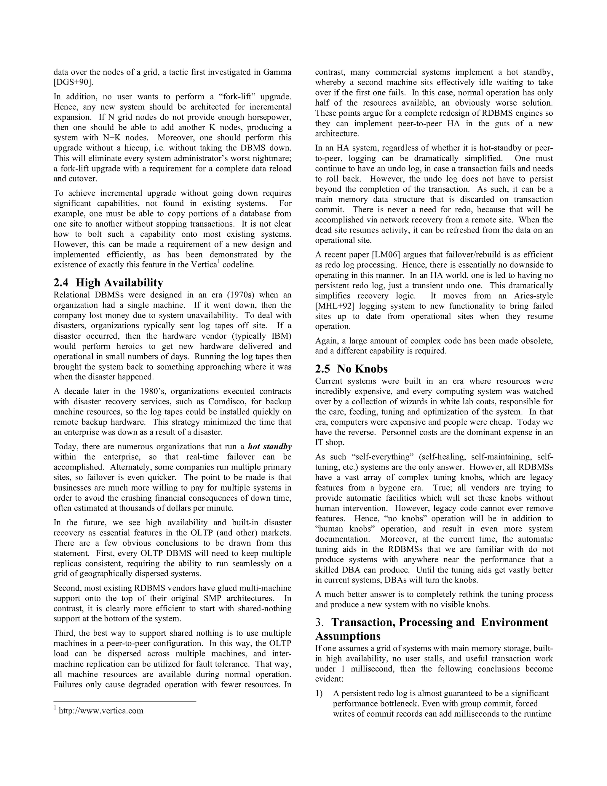 The End of an Architectural Era Michael Stonebraker | PDF