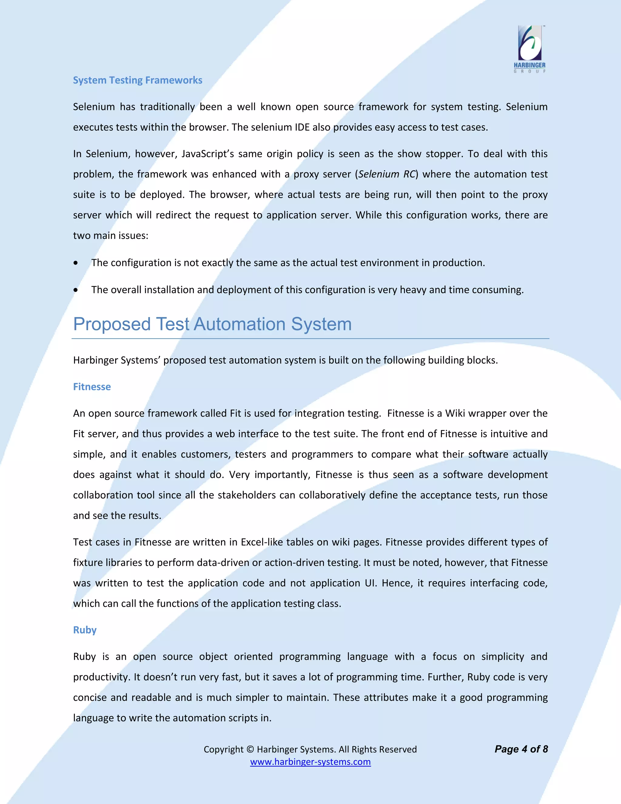 Fitnesse Watir And Ruby Based Test Automation System Pdf