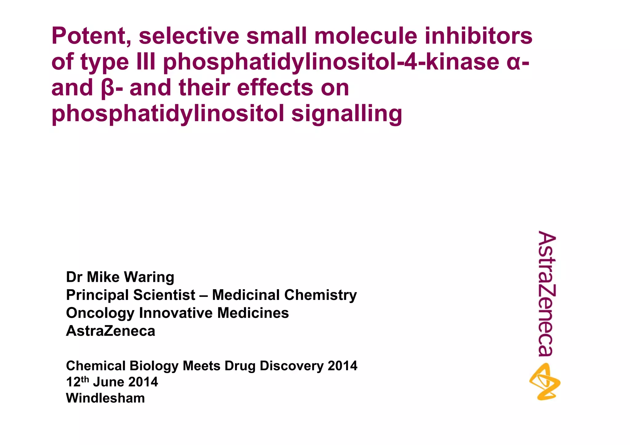 Small molecule inhibitors of PI4 Kinase | PDF