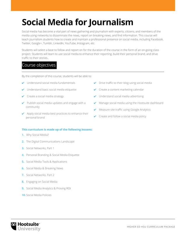 Social Media for Journalism Curriculum | PDF | Social Networking | Internet